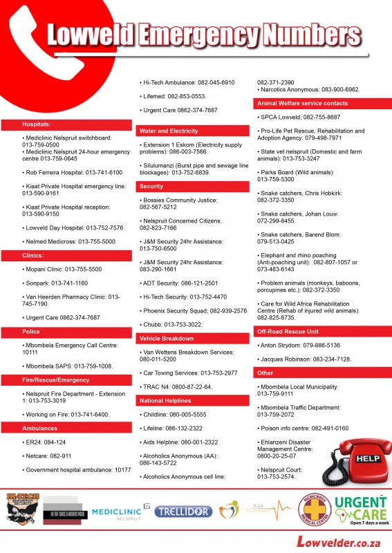 Here S A Collection Of Need To Know Emergency Numbers Numbers Are Relevant To South Africans 